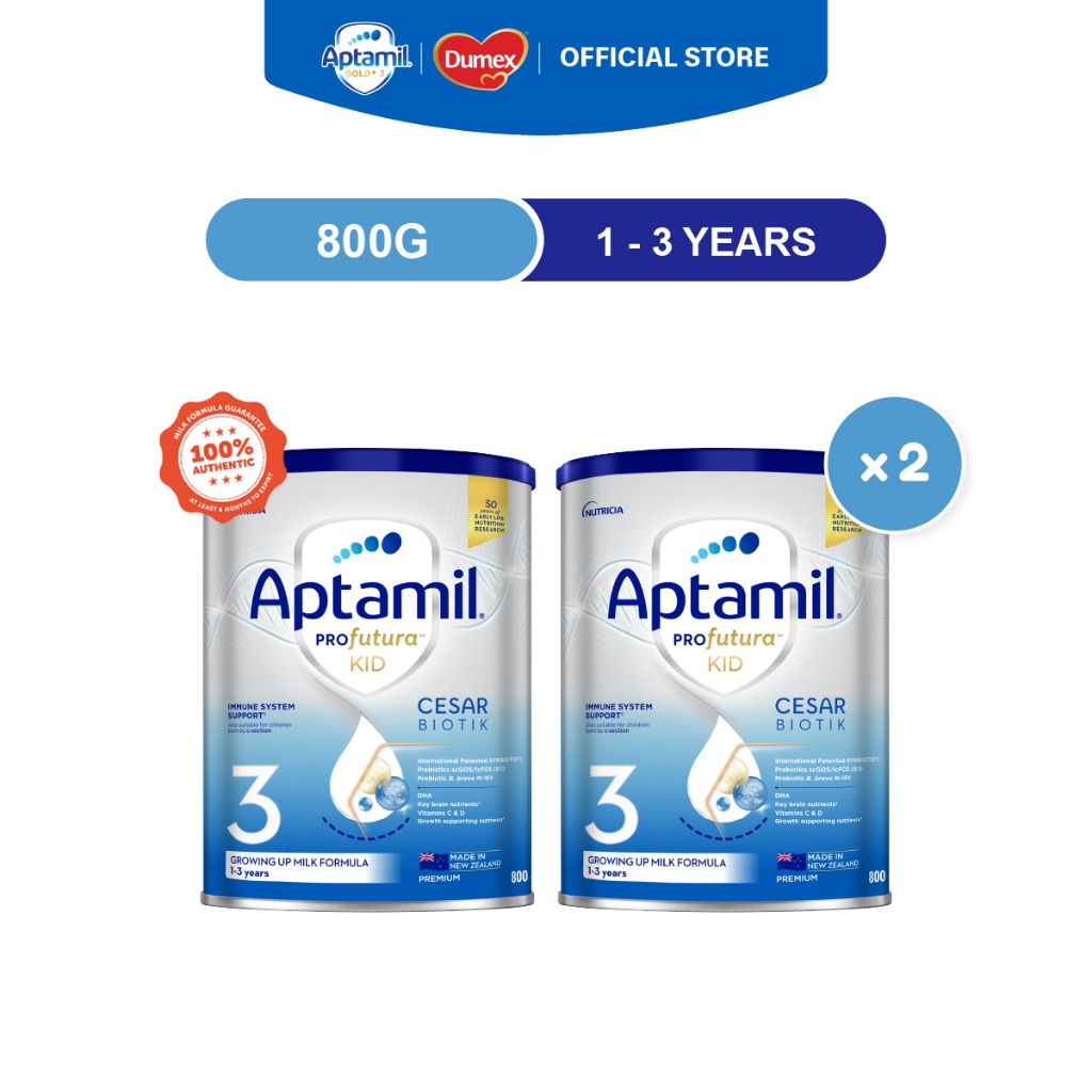 [Bundle of 2] Aptamil Profutura Cesarbiotik Growing Up Milk Stage 3 (800g) (also suitable for c ...