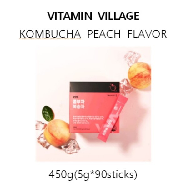 VITAMIN VILLAGE Kombucha Peach Flavor 5g x 90 Sticks kombucha powder ...
