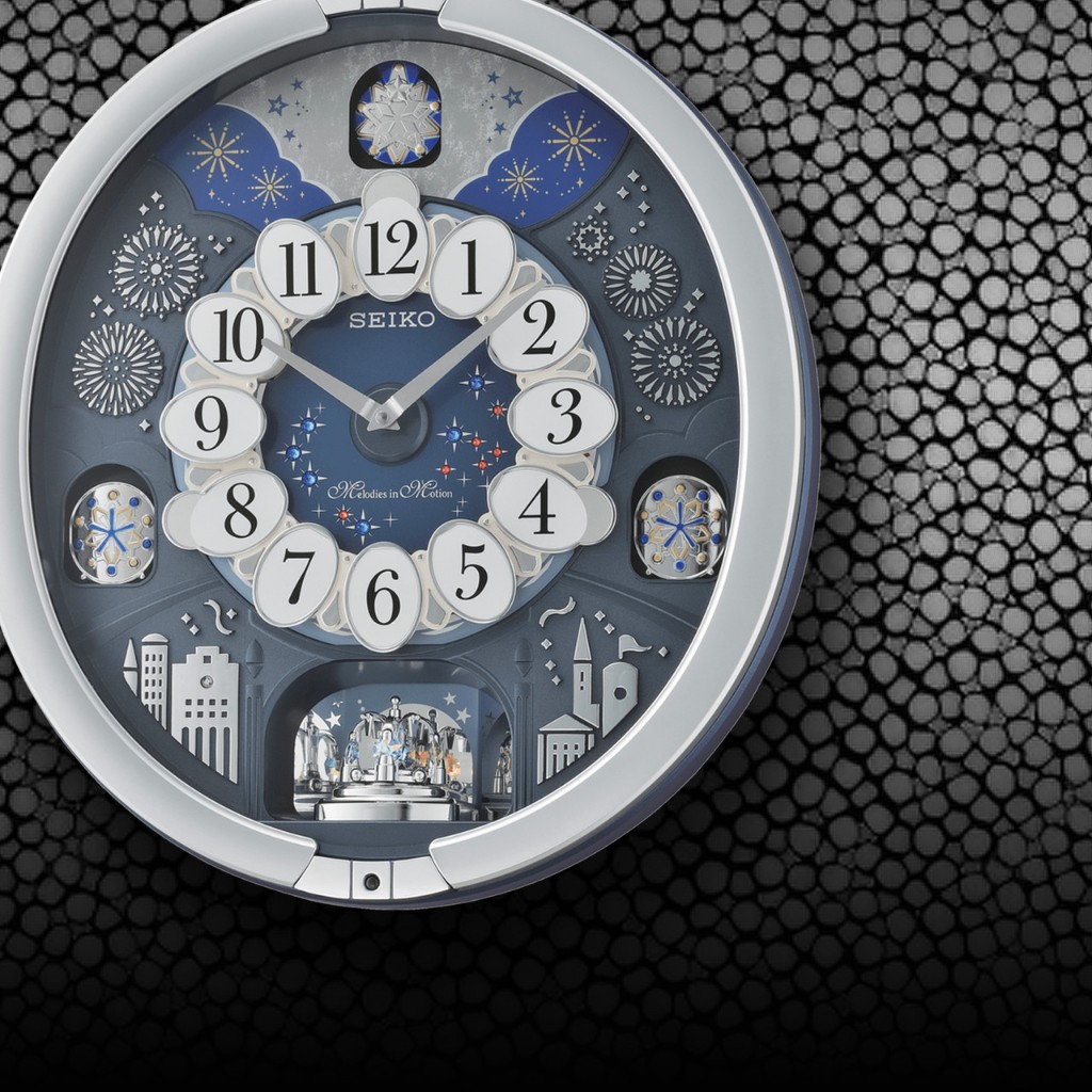 Seiko Clock QXM379S Glittering Starry Night Melodies In Motion Rotating ...