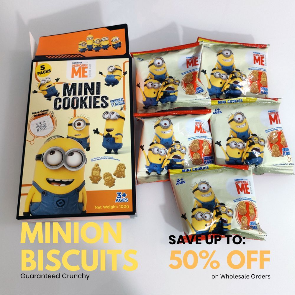 Minion Snacks | Mini Cookie Biscuits (2 Packs/Box) Vanilla Milk Biscuit ...