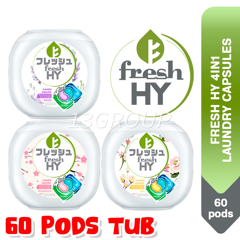 Fresh HY 4in1 Laundry Capsules Cherry Blossom Lavender Rose, 60 Pods ...