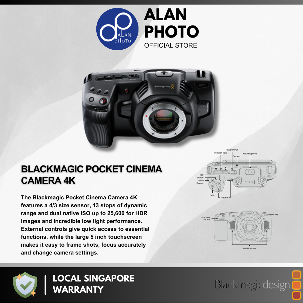 Blackmagic Pocket Cinema Camera 4K [CINECAMPOCHDMFT4K] | Blackmagic ...