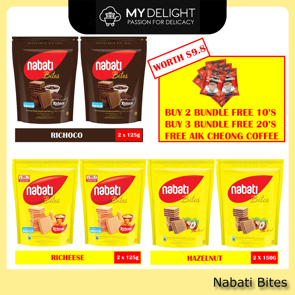 (2 Pack) NABATI Bites Wafer Richeese Richoco Hazelnut Cheese Chocolate ...