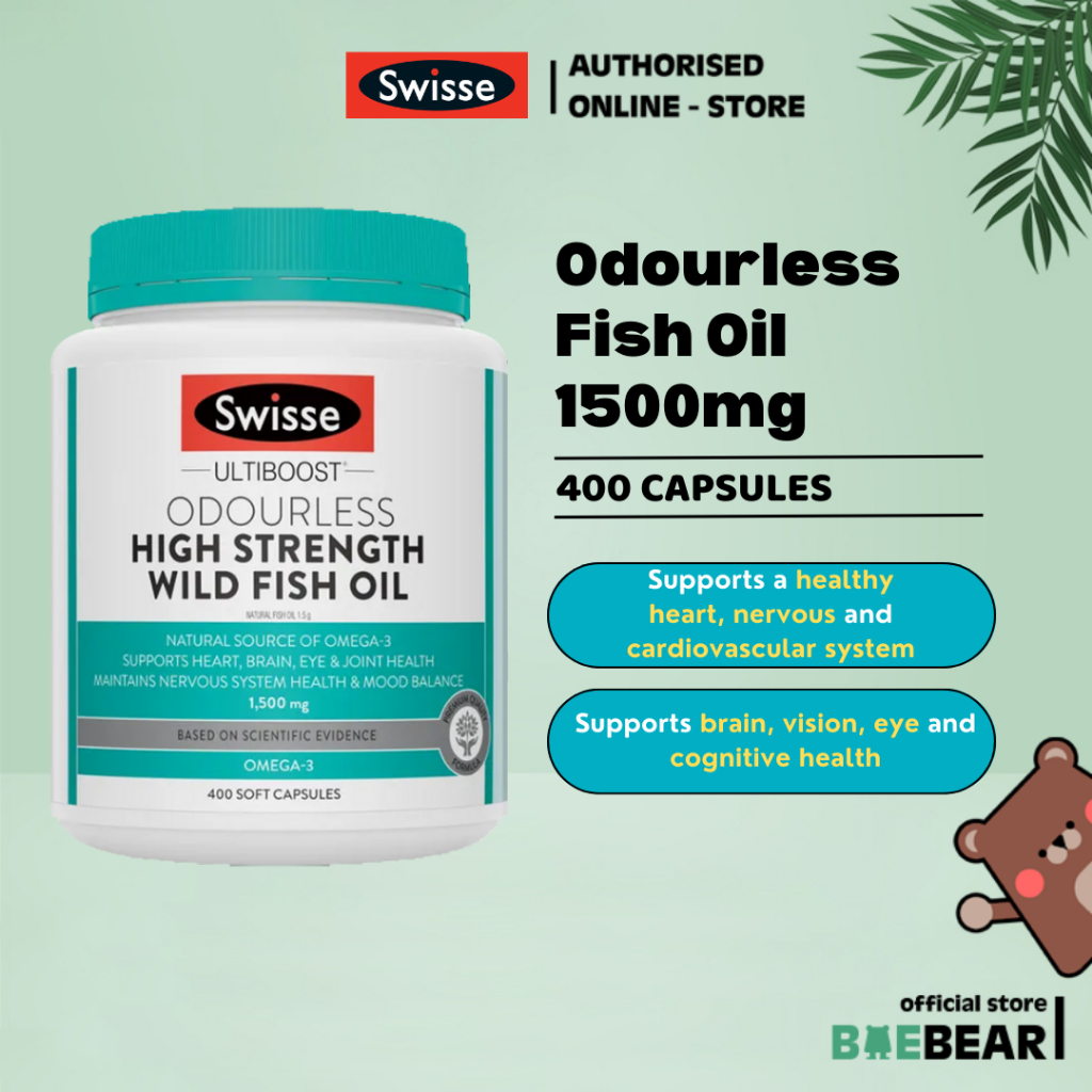 Swisse Odourless High Strength Wild Fish Oil 400caps 1500mg I Daily ...