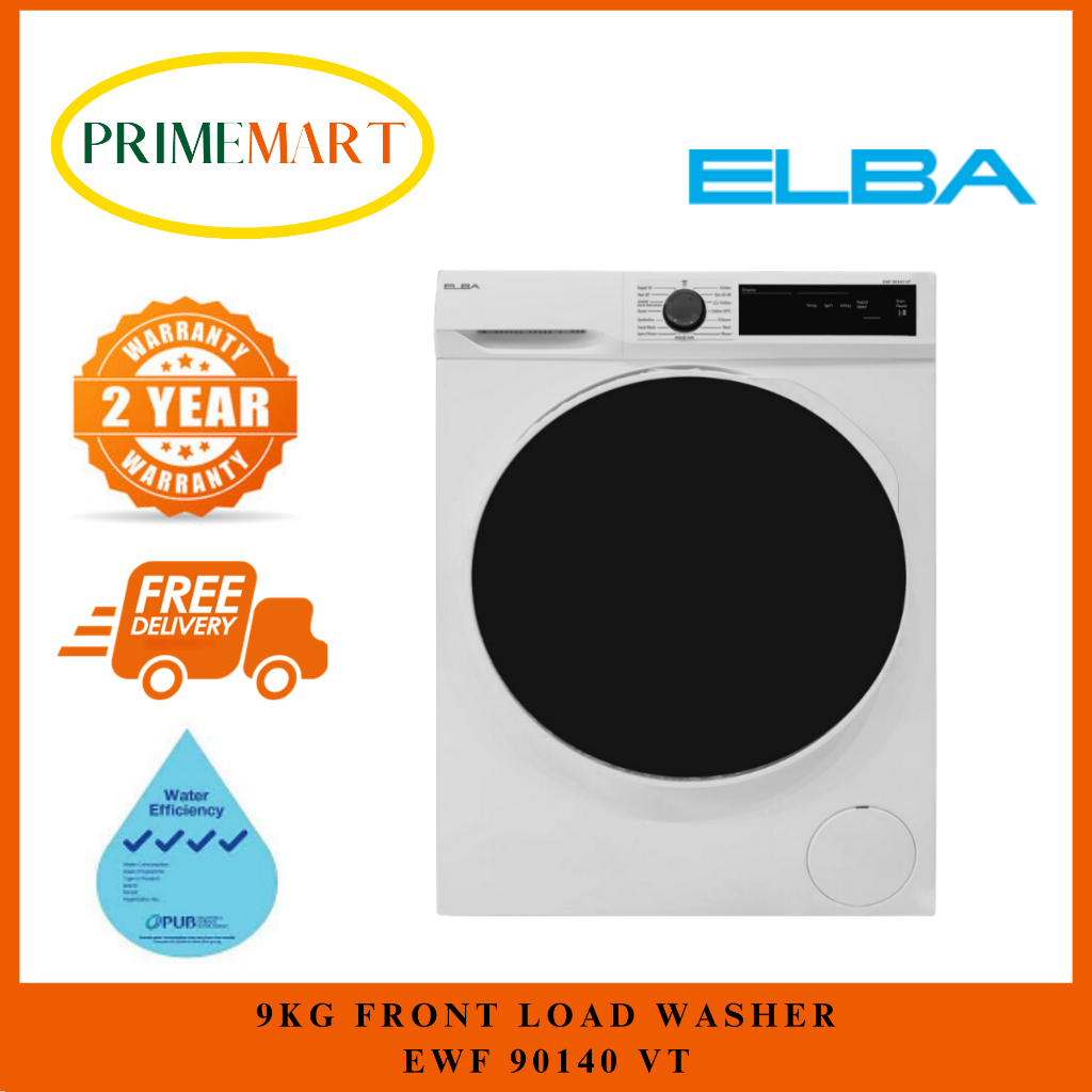 ELBA EWF 90140 VT 9KG FRONT LOAD WASHING MACHINE - 2 YEARS WARRANTY ...