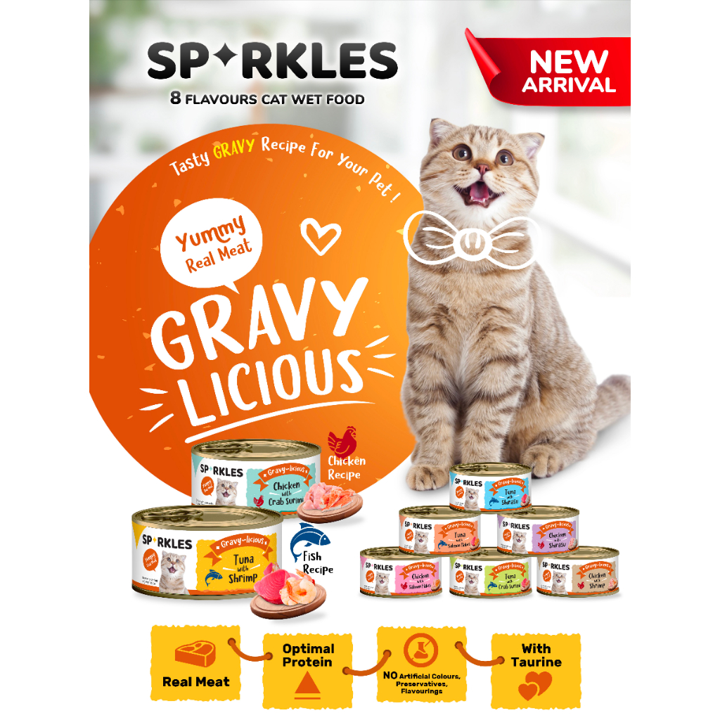 SPARKLES Gravy Licious Cat Wet Can Food (8 Flavours - 80G) | Shopee ...