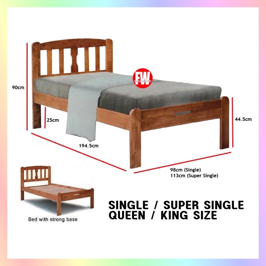 Solid Wooden Bed Frame / Single Super Single Queen King Bedframe Wooden ...