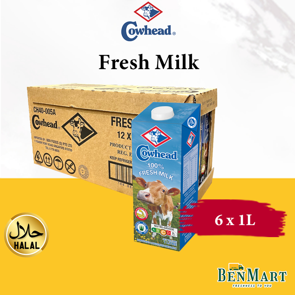 [BenMart Chill] Cowhead 100% Fresh Milk 1L x 6's (CARTON) - Australia ...