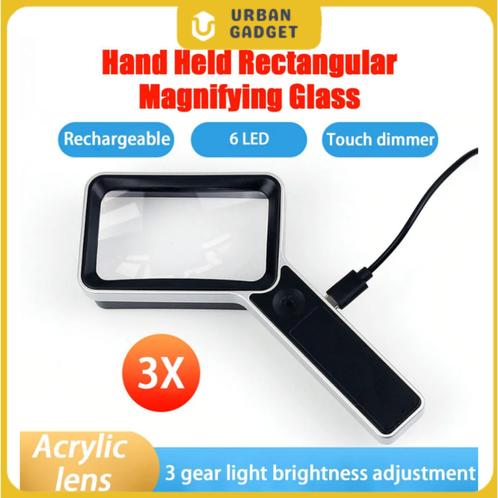 30 Times Square Magnifying Glass With LED Light Reading for Children ...