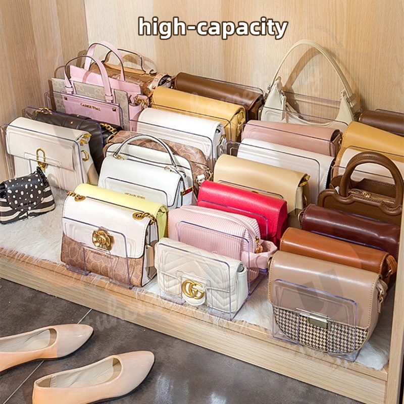 [Local Seller] Stackable Bag Storage Box Transparent Divider Handbag ...