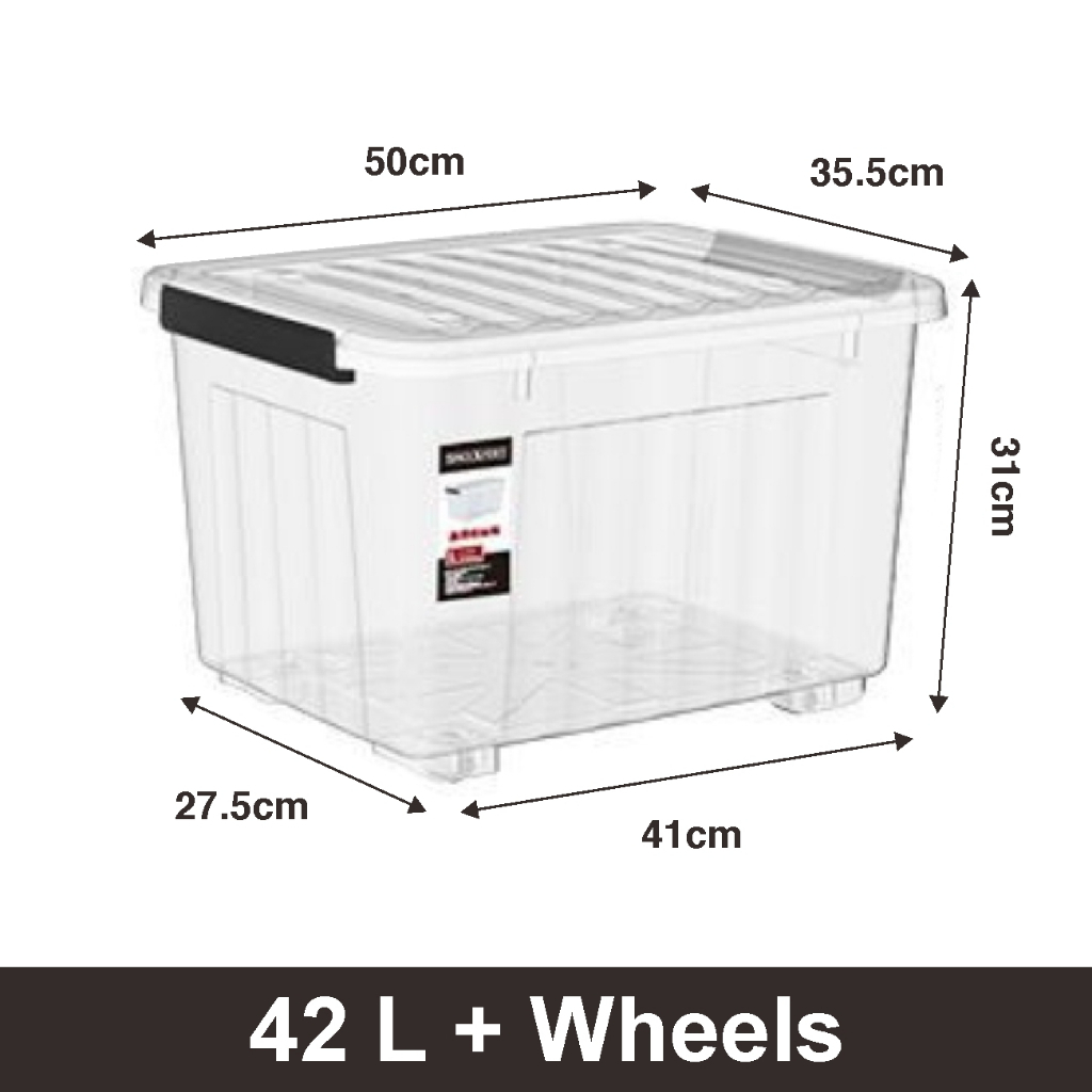 🇸🇬Koala Home🔥Transparent Storage Box Organizer Stackable Container Waterproof with Wheels 15L ...