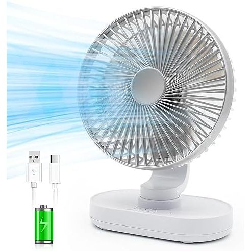 Wireless Auto Rotatable Table Fan Rechargeable Desk Mini Fan Laptop ...