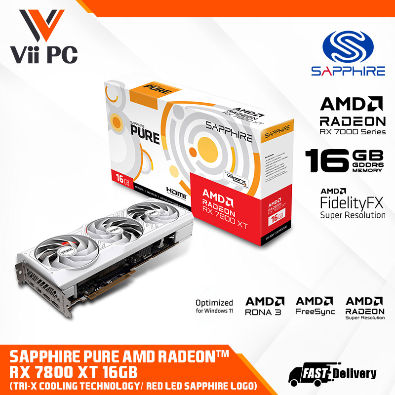 SAPPHIRE PURE RX 7800 XT / 7800XT GAMING OC 16GB GDDR6 DUAL HDMI / DUAL ...