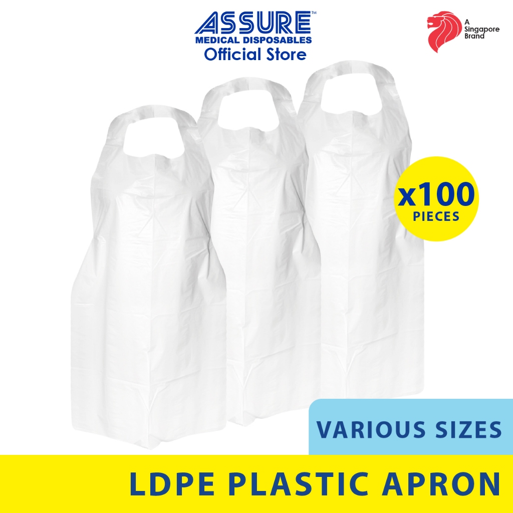 ASSURE Disposable LDPE Plastic Apron, Box of 100 pcs | Shopee Singapore