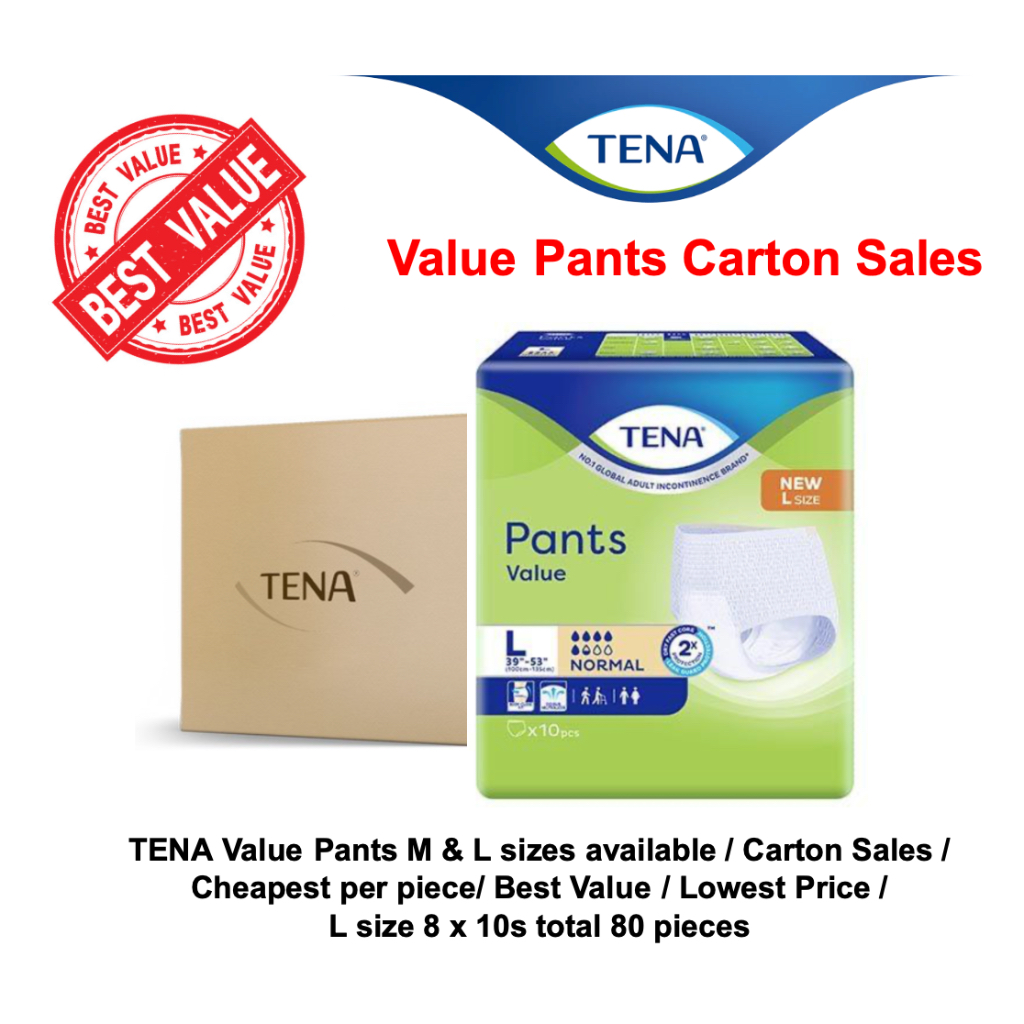 TENA Pants Value Adult Diaper / Sizes M & L / Available in 2 pkts , 4 ...