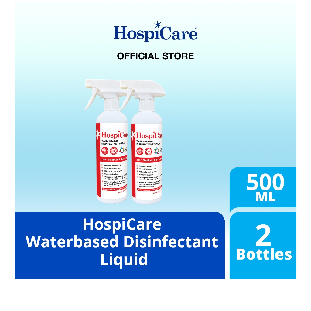 HospiCare Waterbased Disinfectant Spray 500ml x 2 Bottles | Shopee ...