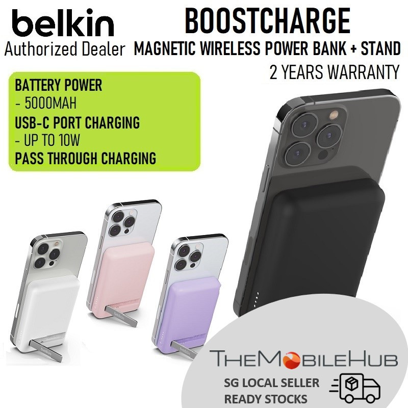 Belkin BoostCharge 5000mAh Magnetic Wireless Power Bank Charger + Stand BPD004 | Shopee Singapore