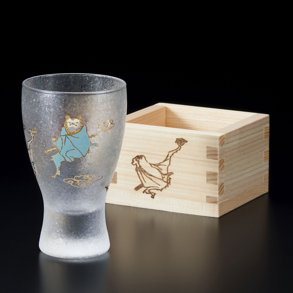 ADERIA 6781 Sake Glass with Masu 100ml Bat LUCKY ANIMALS Made in Japan ...