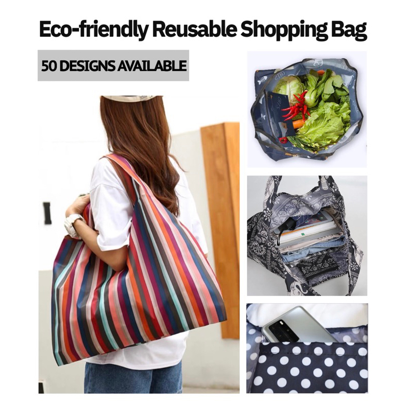 [SG SELLER] Eco-Friendly Foldable Recyclable Reusable Bag Groceries ...