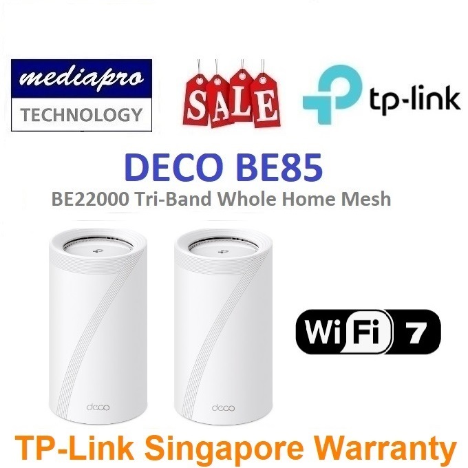 TP-LINK DECO BE85 2-Pack BE22000 Tri-Band Whole Home Mesh WiFi 7 System ...