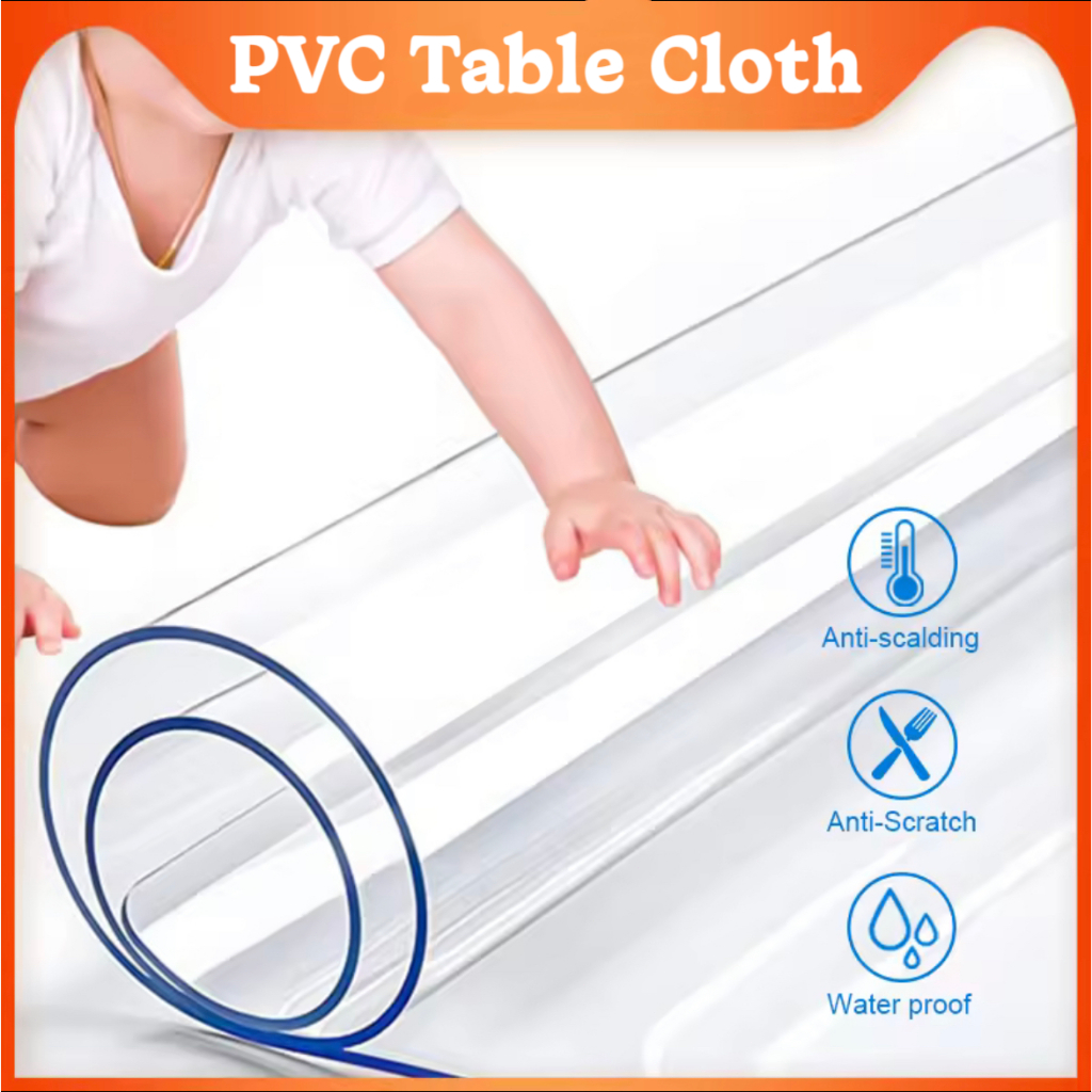 PVC Table Cloth Transparent Clear Desk Cover Protector Plastic Soft ...