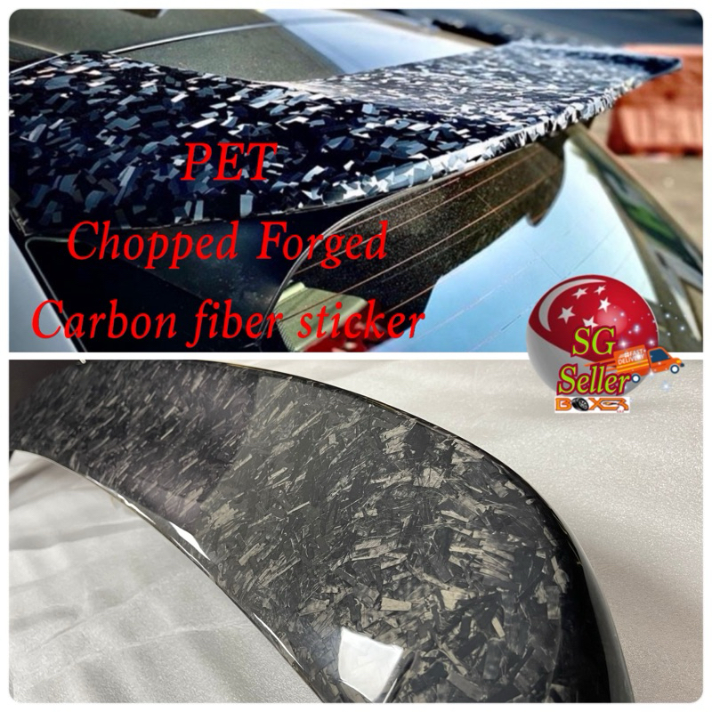 99% realistic chopped forged carbon fiber sticker wrap, adhesive ...