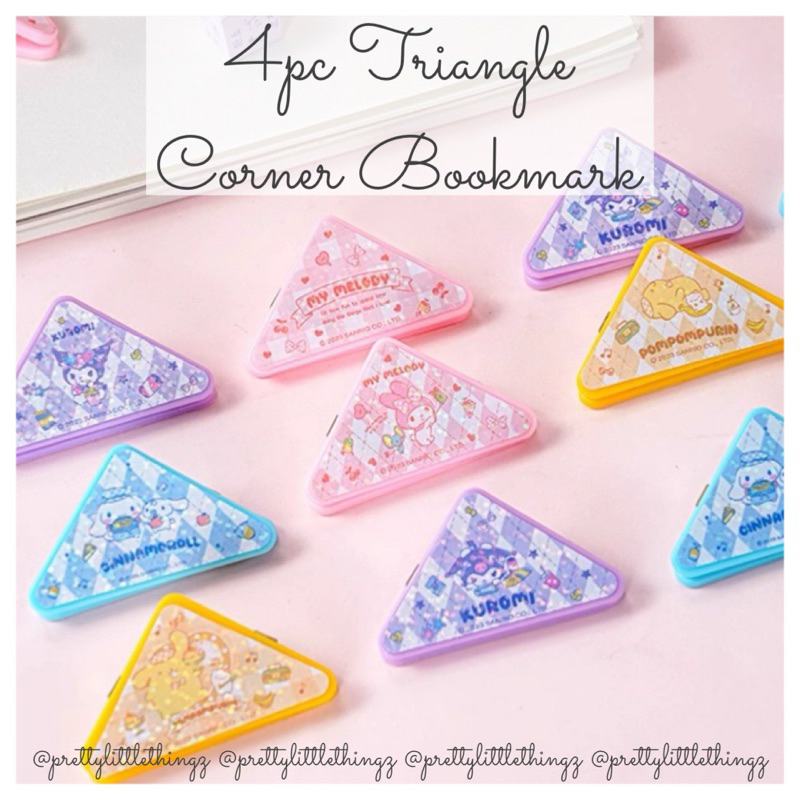 * SG READY STOCK * 4pc Triangle Corner Bookmark (Pompompurin, Kuromi ...