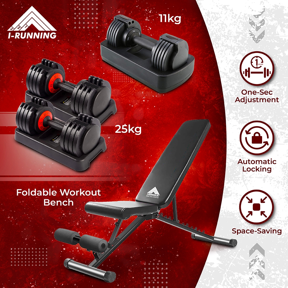 [Pre-Order] IRunning 2nd Generation Adjustable Dumbbells + Bench Set ...