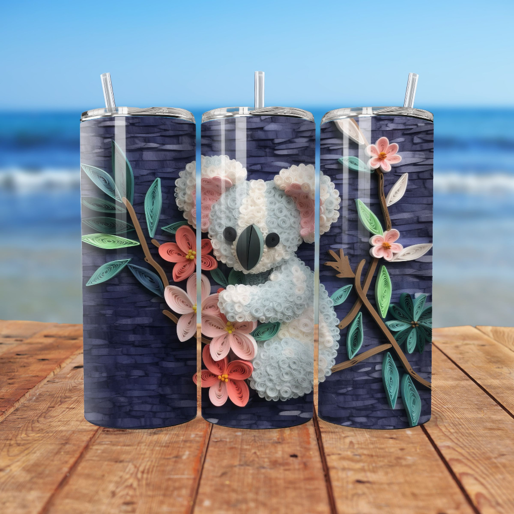 20 Oz Skinny Tumbler | 590ml | Stainless Steel Thermal | Bear Design ...