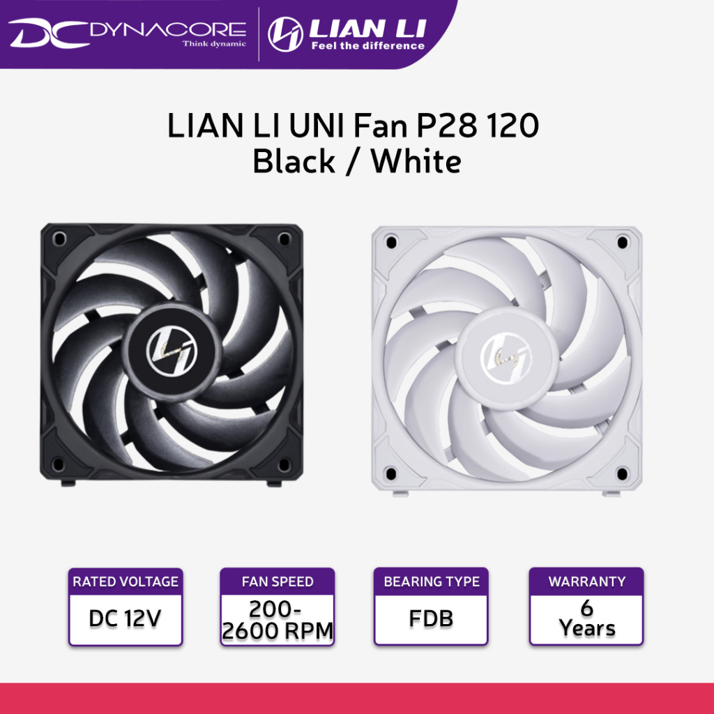 LIAN LI UNI Fan P28 120 Black / White 1x 12cm Fan Single Pack without Controller - UF-P28120-1B ...