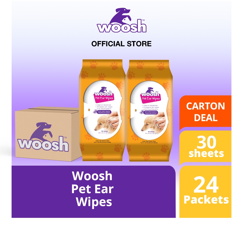 Woosh Pet Ear Wipes 30r (1 Packet or carton deal 24 packets ) | Shopee ...