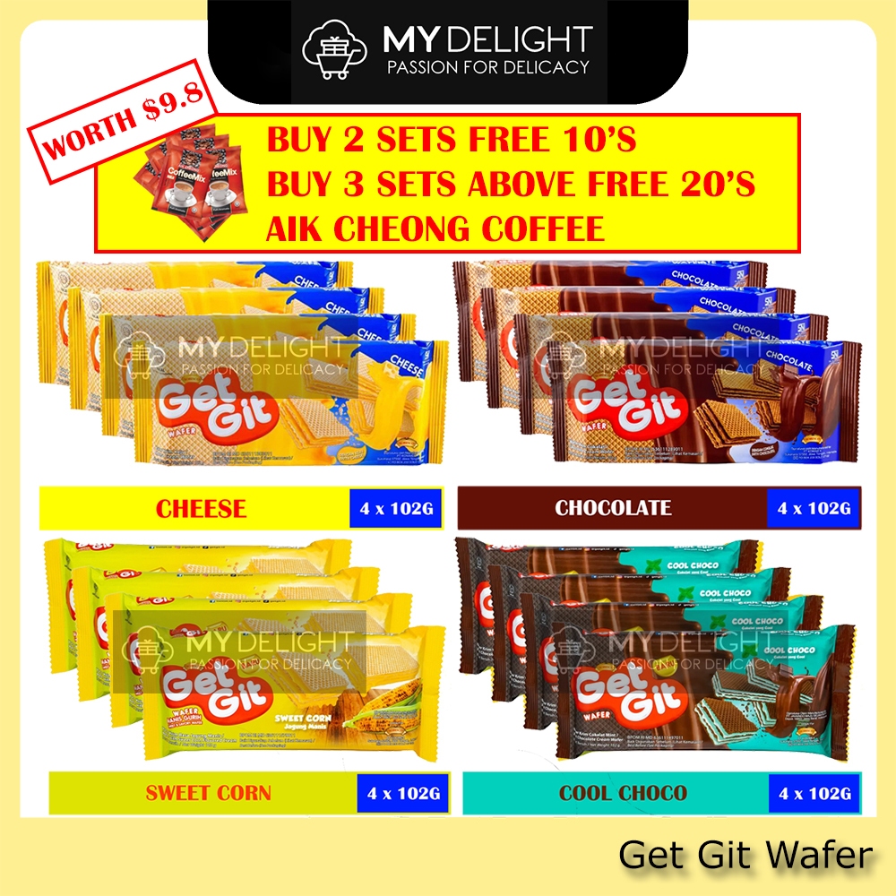 (4 x 102g) Get Git Wafar Chocolate Cheese Cool Choco Sweet Corn Similar ...