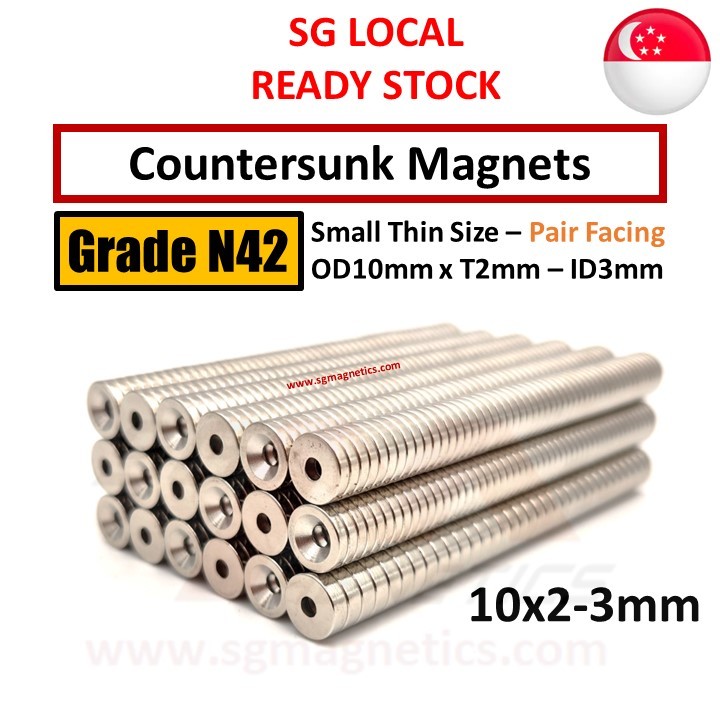 10x2-3mm Magnet Countersunk - OD10 x Thk2mm - ID3mm Neodymium Screw ...