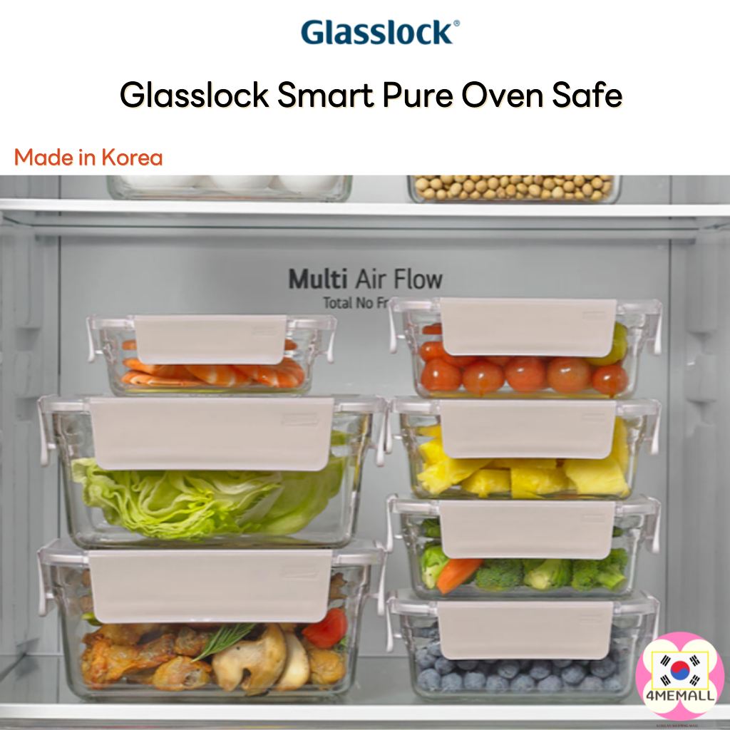 Glasslock Smart Pure Oven Safe Glass Airtight Container Beige Food ...