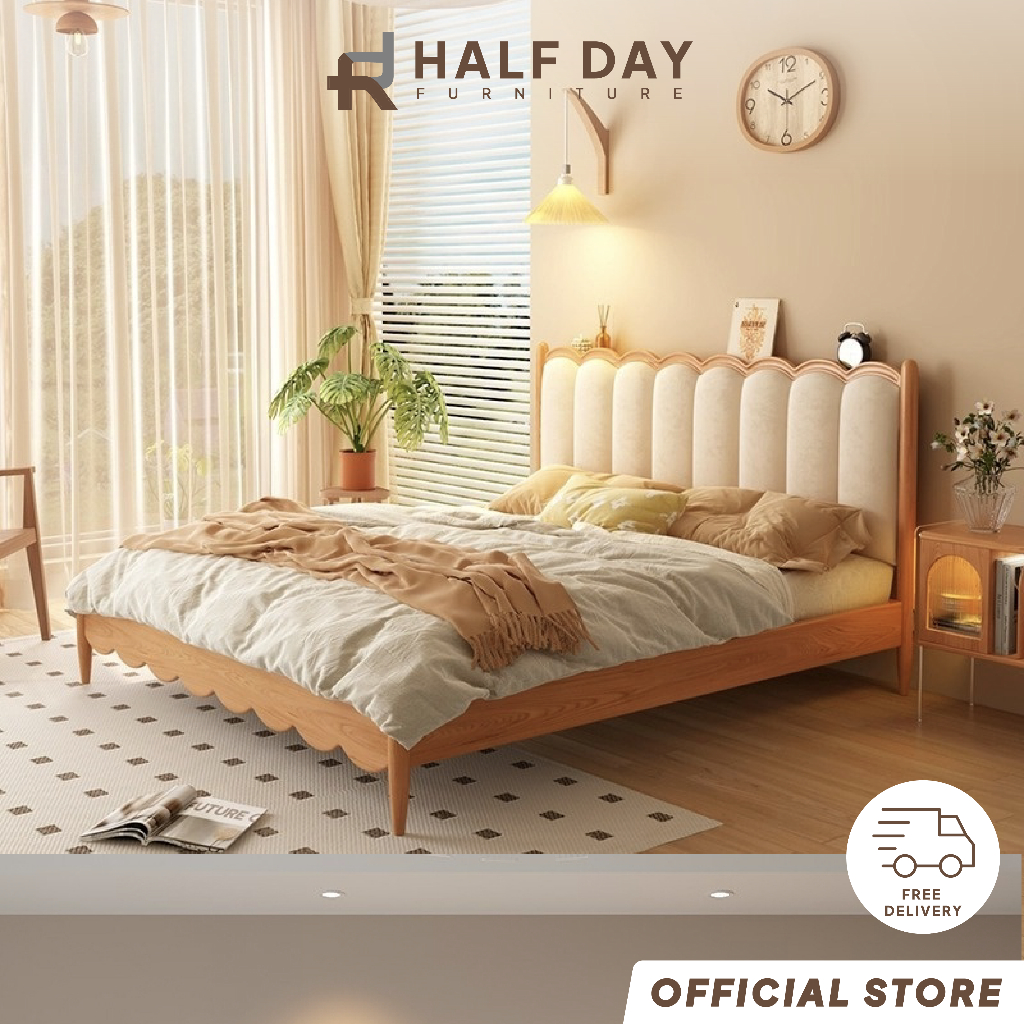 Halfday - Bed master bedroom | wave bed modern simple Japanese 1.5M & 1 ...