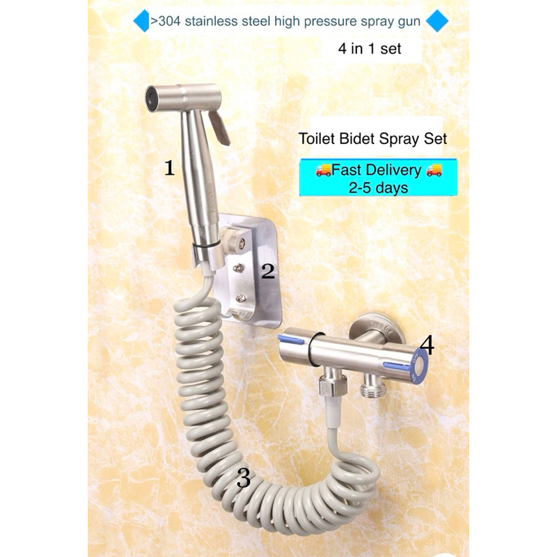 [SG] Ready stock 🔥304 stainless steel Toilet bidet sprayer set / toilet ...