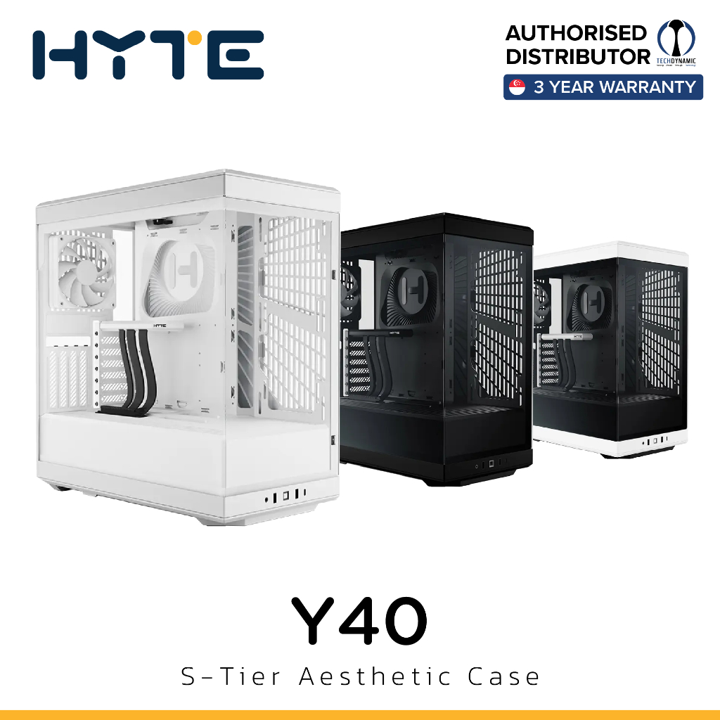 HYTE Y40 S Tier ATX TG Mid-Tower Case, 2 x 120mm Fans, Included PCIE 4. ...