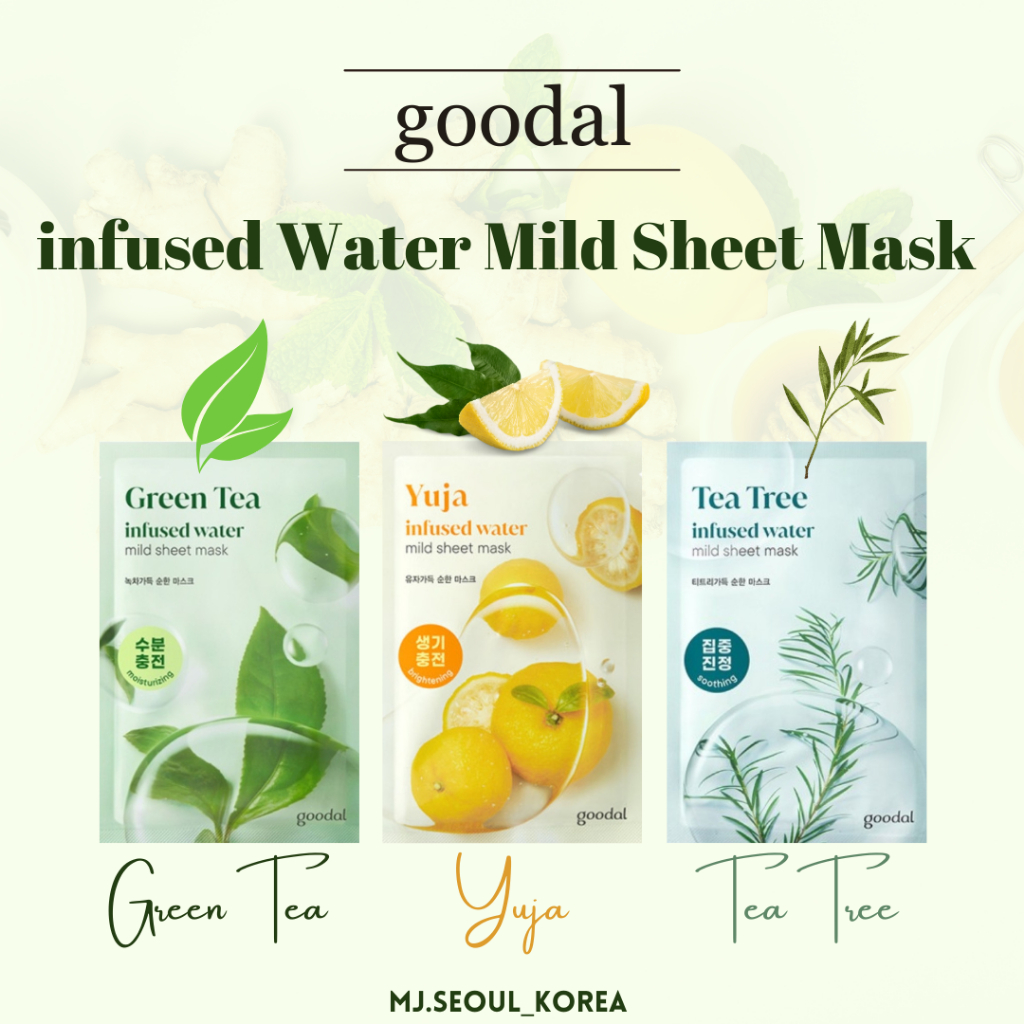 goodal infused Water Mild Sheet Mask (10pcs) 3types Greentea yuja ...