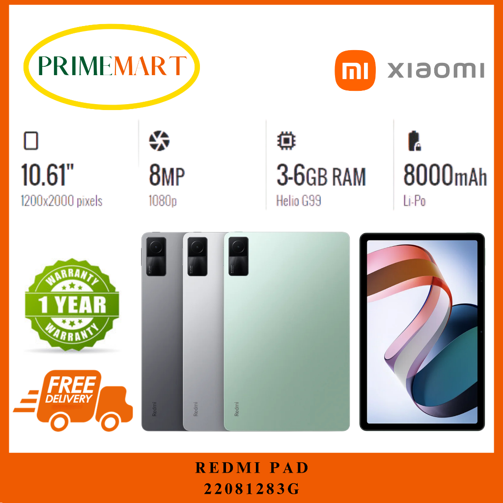 XIAOMI 6GB RAM + 128GB ROM REDMI PAD | 10.61" LCD 2K DISPLAY | MediaTek ...