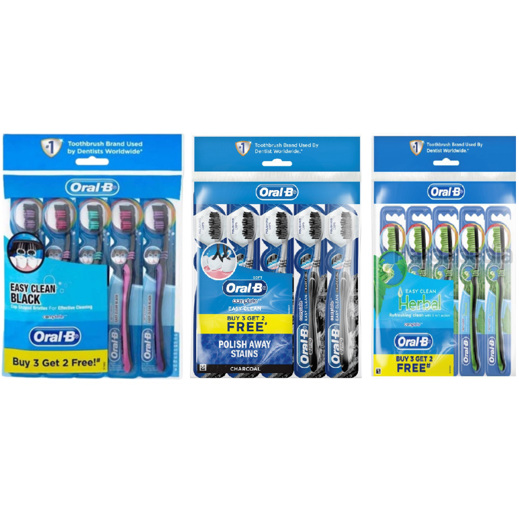 Oral-B Complete Easy Clean - Black/Charcoal/Herbal 5's | Shopee Singapore
