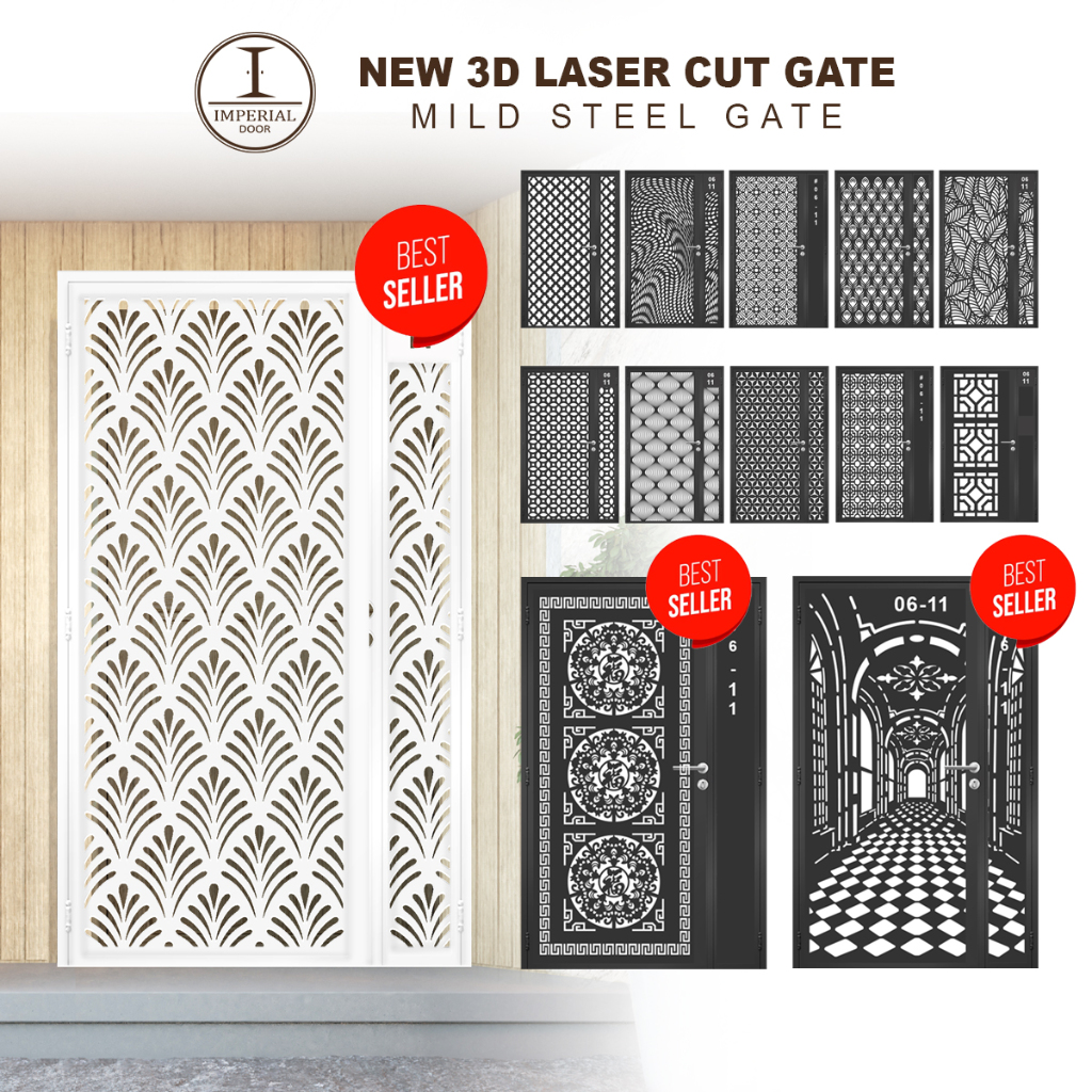 NEW 3D Laser Cut Mild Steel Gate For HDB gate BTO gate Condo and Resale ...