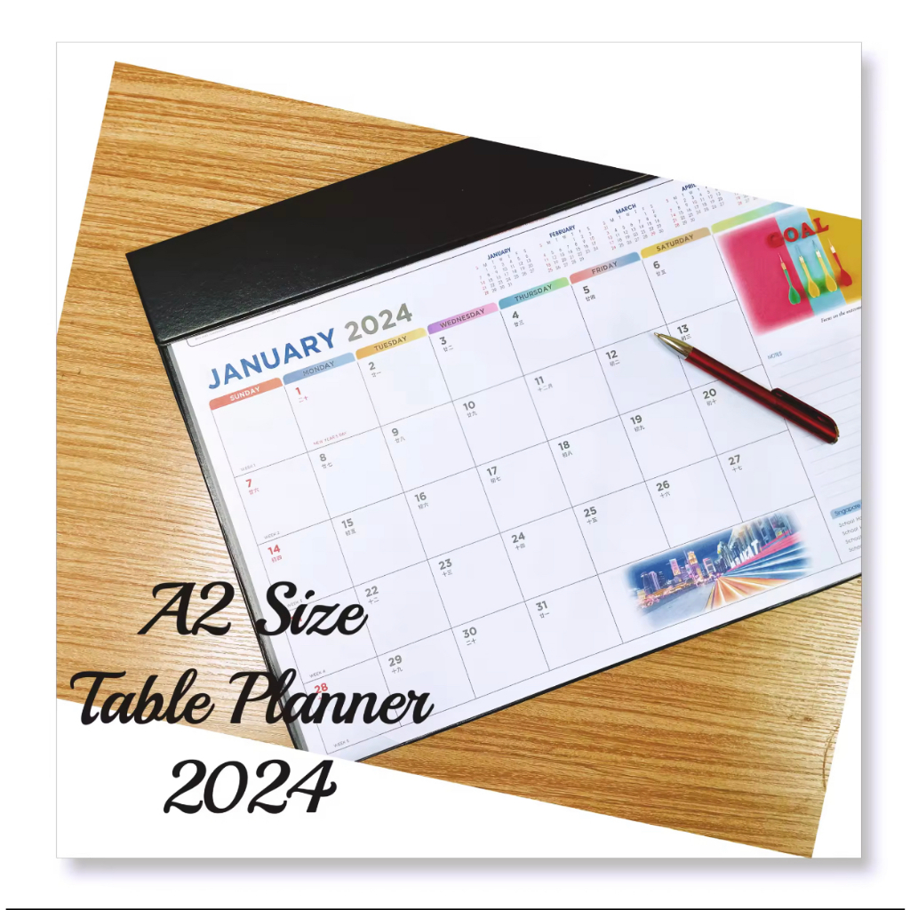 2024 Table Planner Monthly (PVC)#Monthly Desk Planner with Singapore ...
