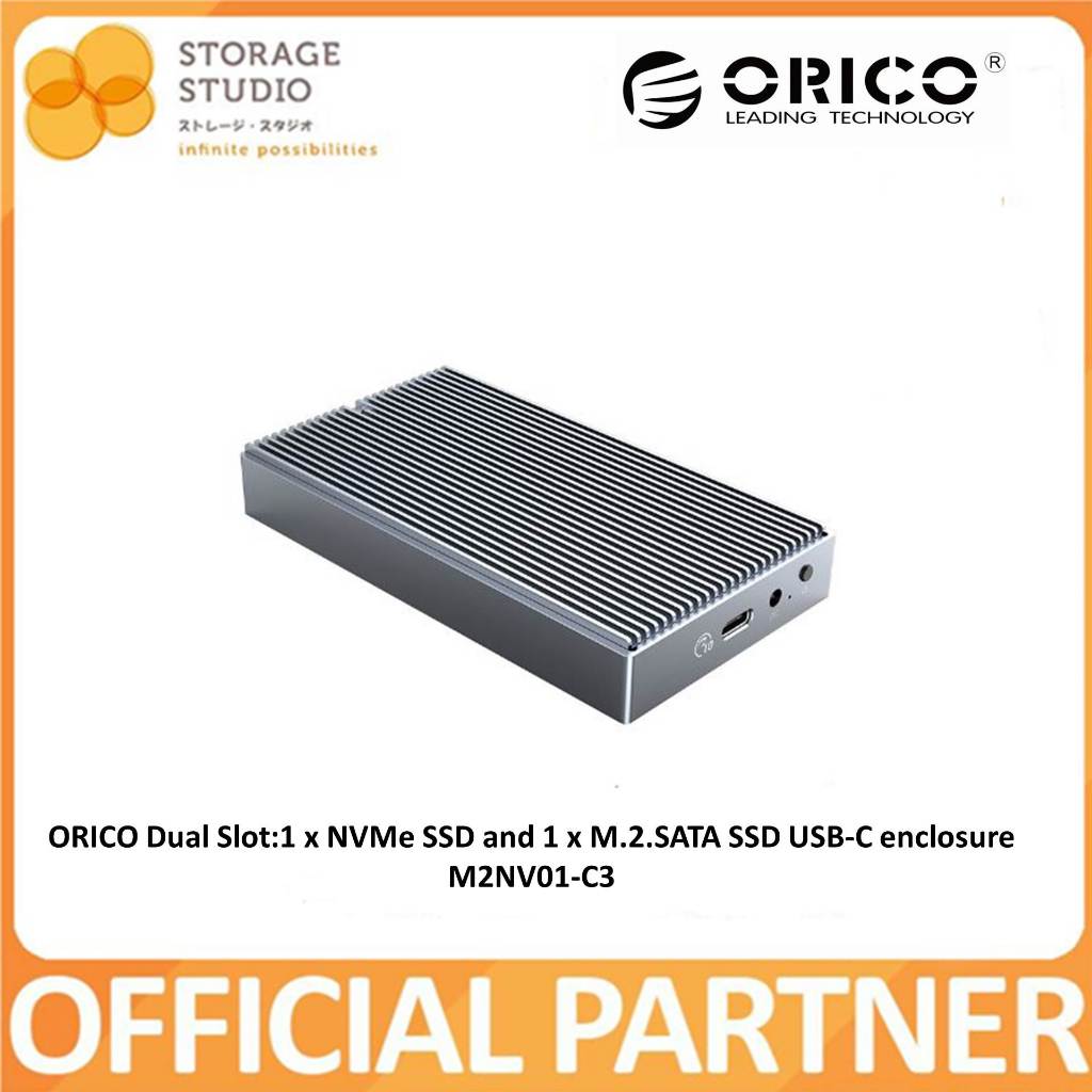 ORICO Dual Slot:1 x NVMe SSD and 1 x M.2.SATA SSD USB-C enclosure, P/NO ...