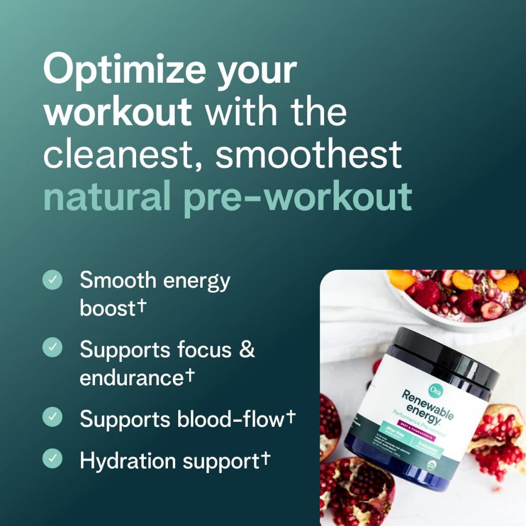 Ora Organic Renewable Energy Pre-Workout Powder Beet & Pomegranate 200g ...