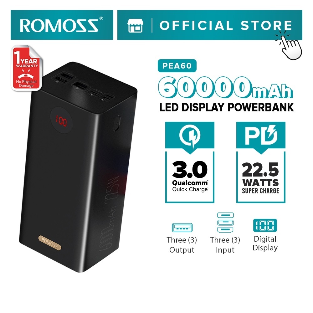 Romoss PEA60 60000Mah Pd22.5W Type-C Two-Way Super Fast Charging Qc 3.0 ...