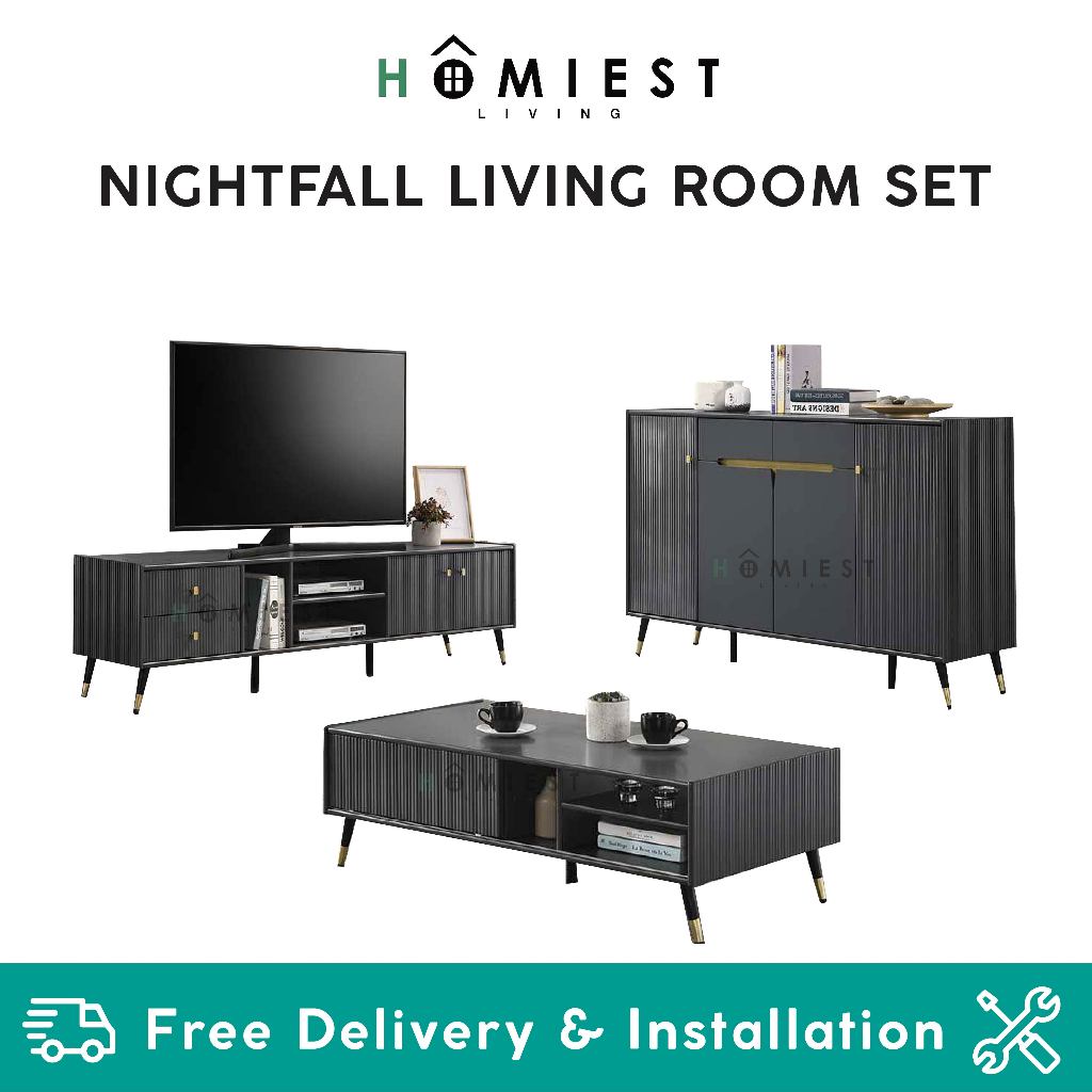 [HOMIEST] Nightfall Living Room Bundle TV Console / Coffee Table ...