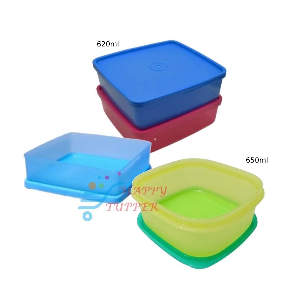 Tupperware Large Square Round 620ml / Ezy Keeper 650ml (Tupperware ...