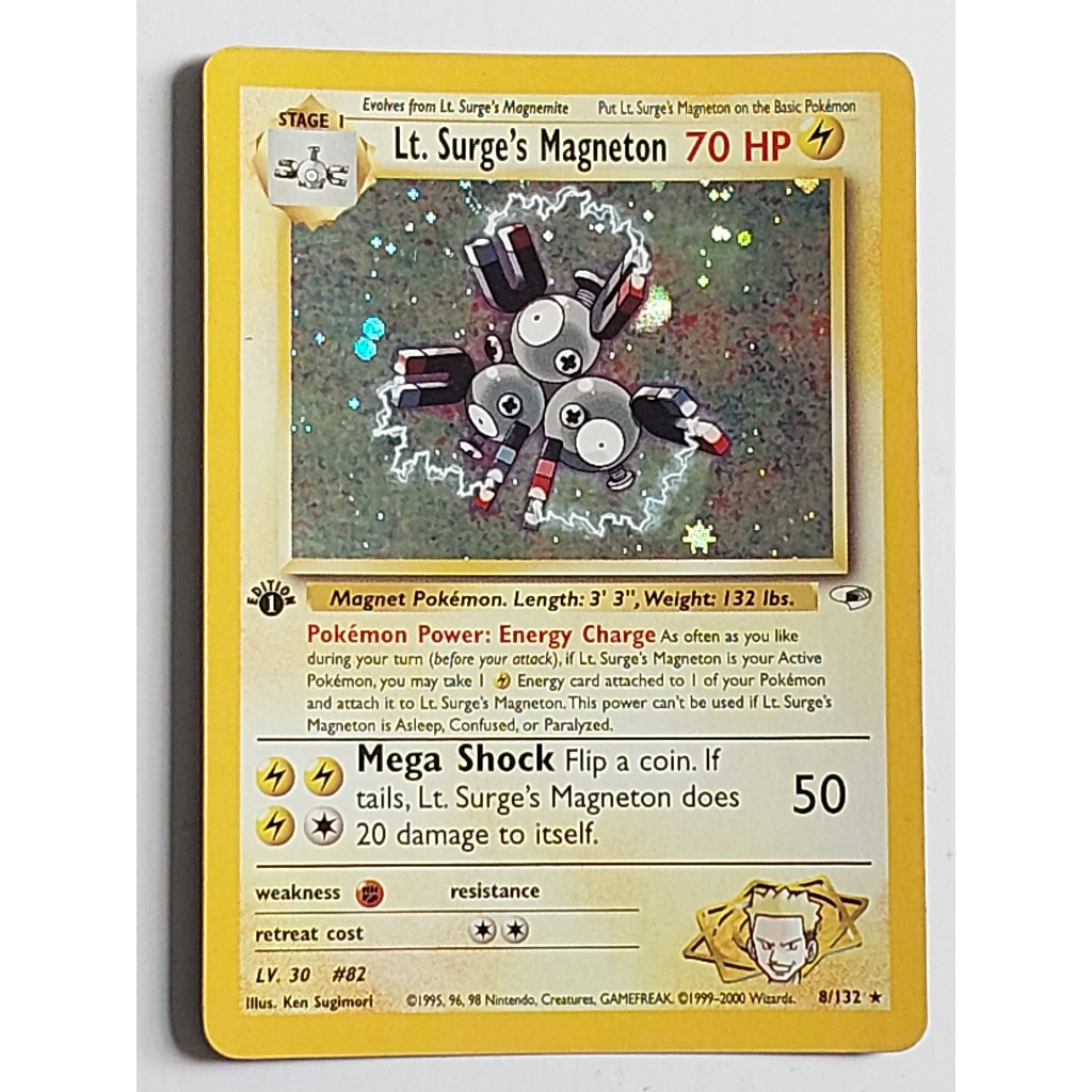 Pokemon TCG Card - MP Lt. Surge's Magneton, Gym Heroes, 8/132 Holo (1st ...