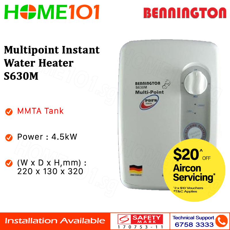 Bennington S630M Multipoint Water Heater/Instant Heater/Water Heater ...