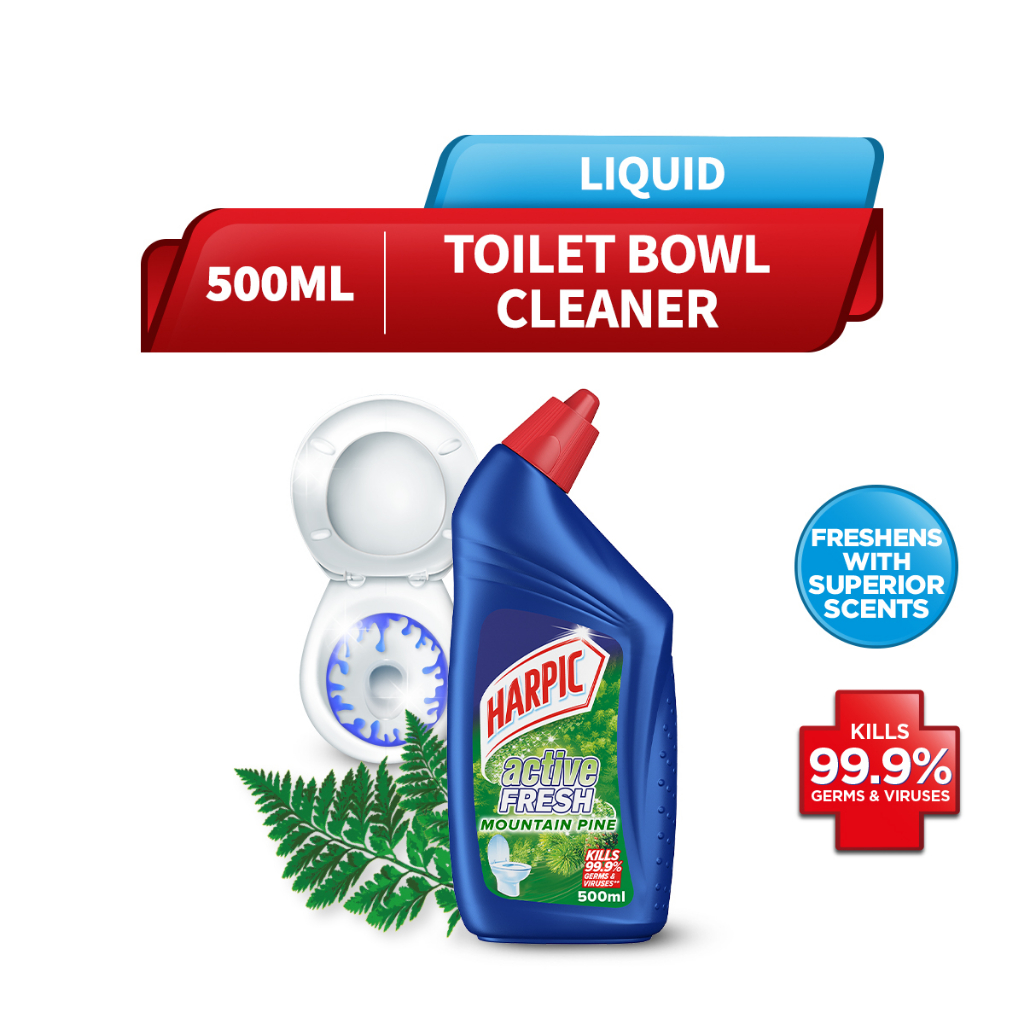 Harpic Toilet Bowl Cleaner Disinfectant Liquid Mountain Pine (500ml ...